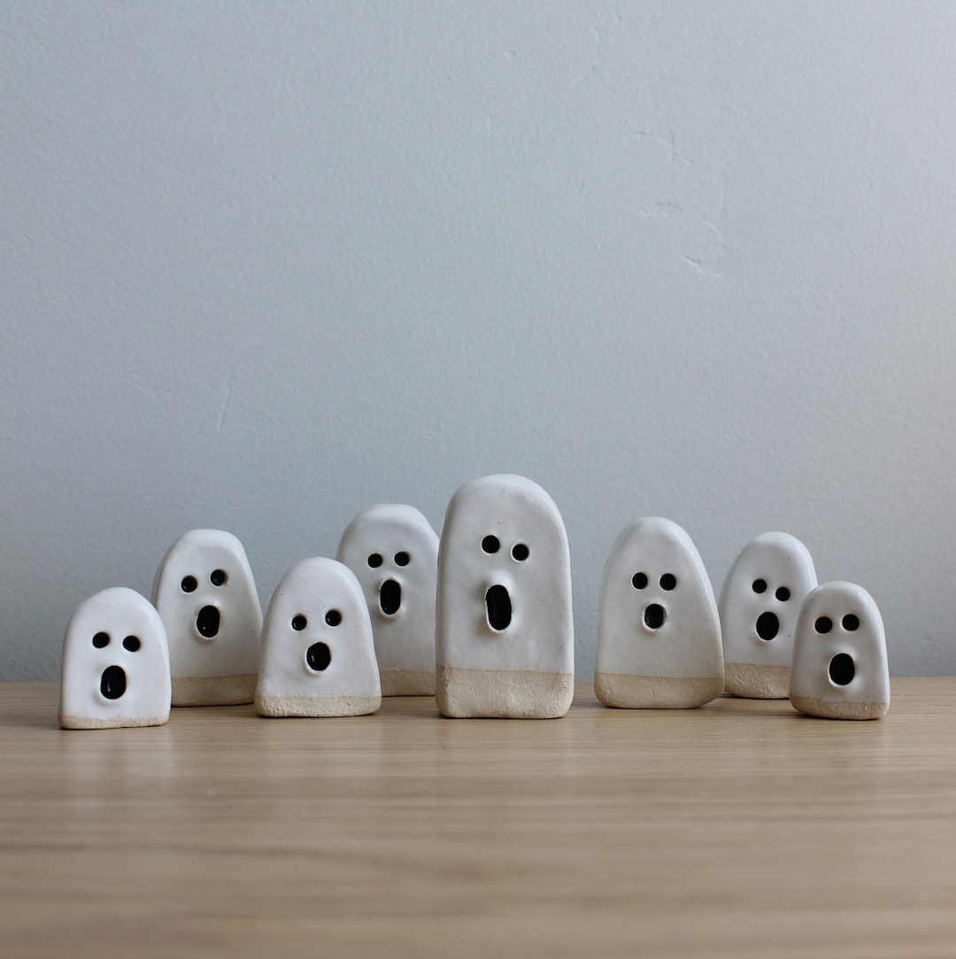 Ghost Pottery Figure, Halloween, Ghost Figurine, Ceramic Ghost, Ghost ...