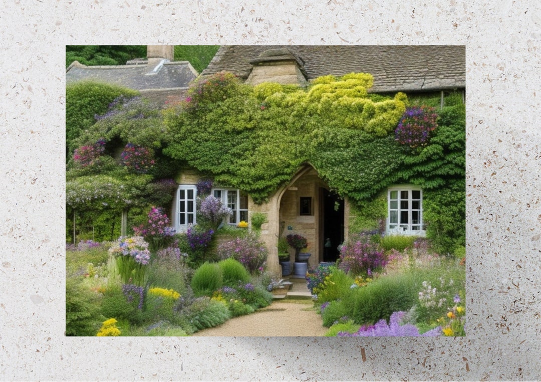 English Cottage Wall Art Countryside Print Floral Garden Living Room ...
