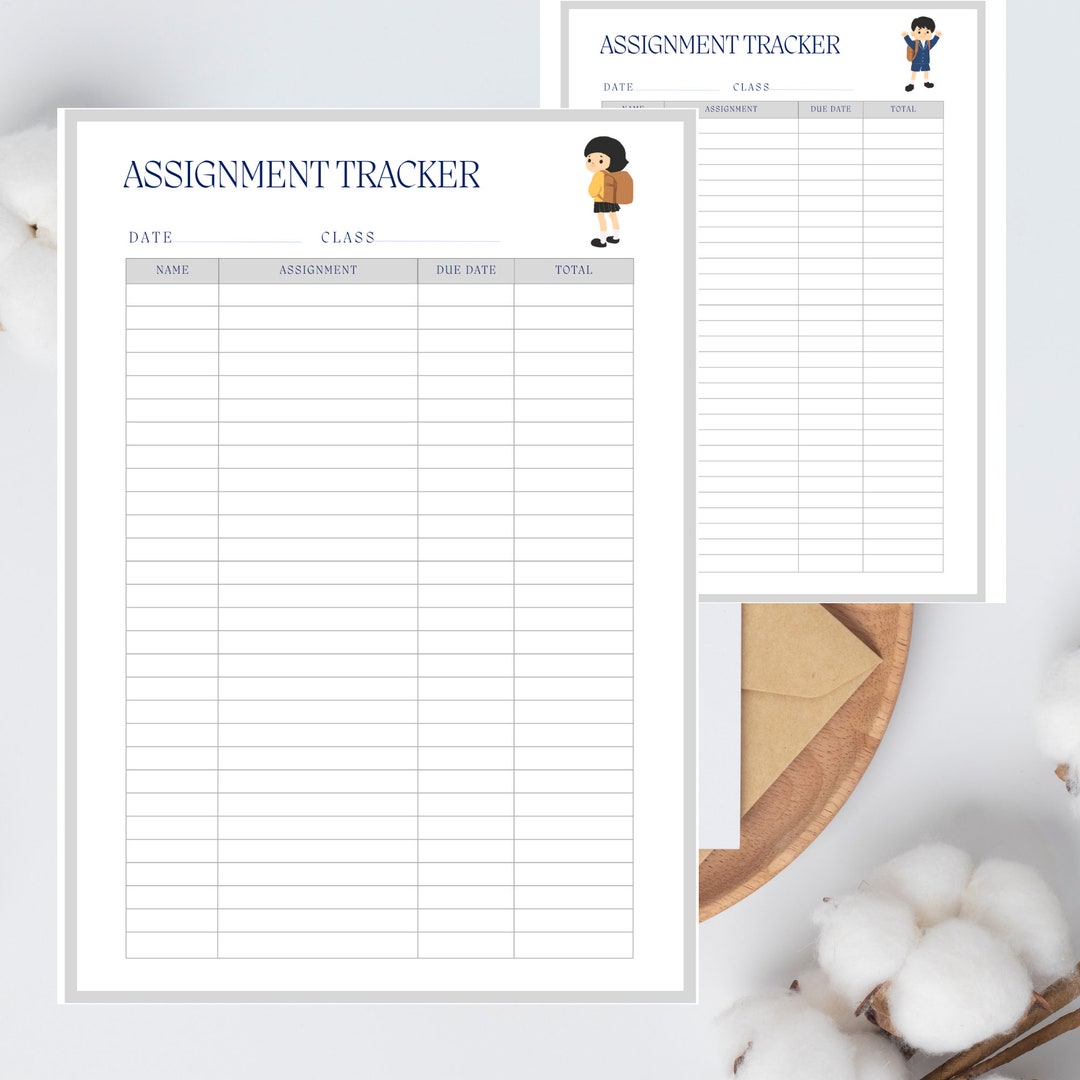 Student Assignment Tracker for School Planner Homework List Instant ...