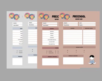 Preschool Report Card Template: Simple Homeschool Progress (digital ...
