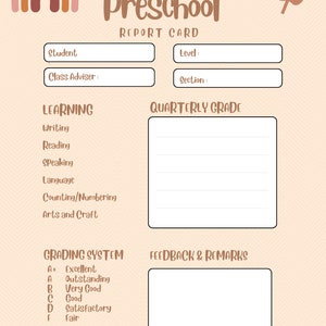 Preschool Report Card Kindergarten Progress Report Homeschool Simple ...