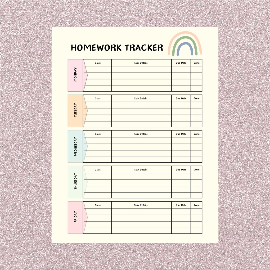 Homework Tracker for Kids Instant Print Assignment Tracker Students ...