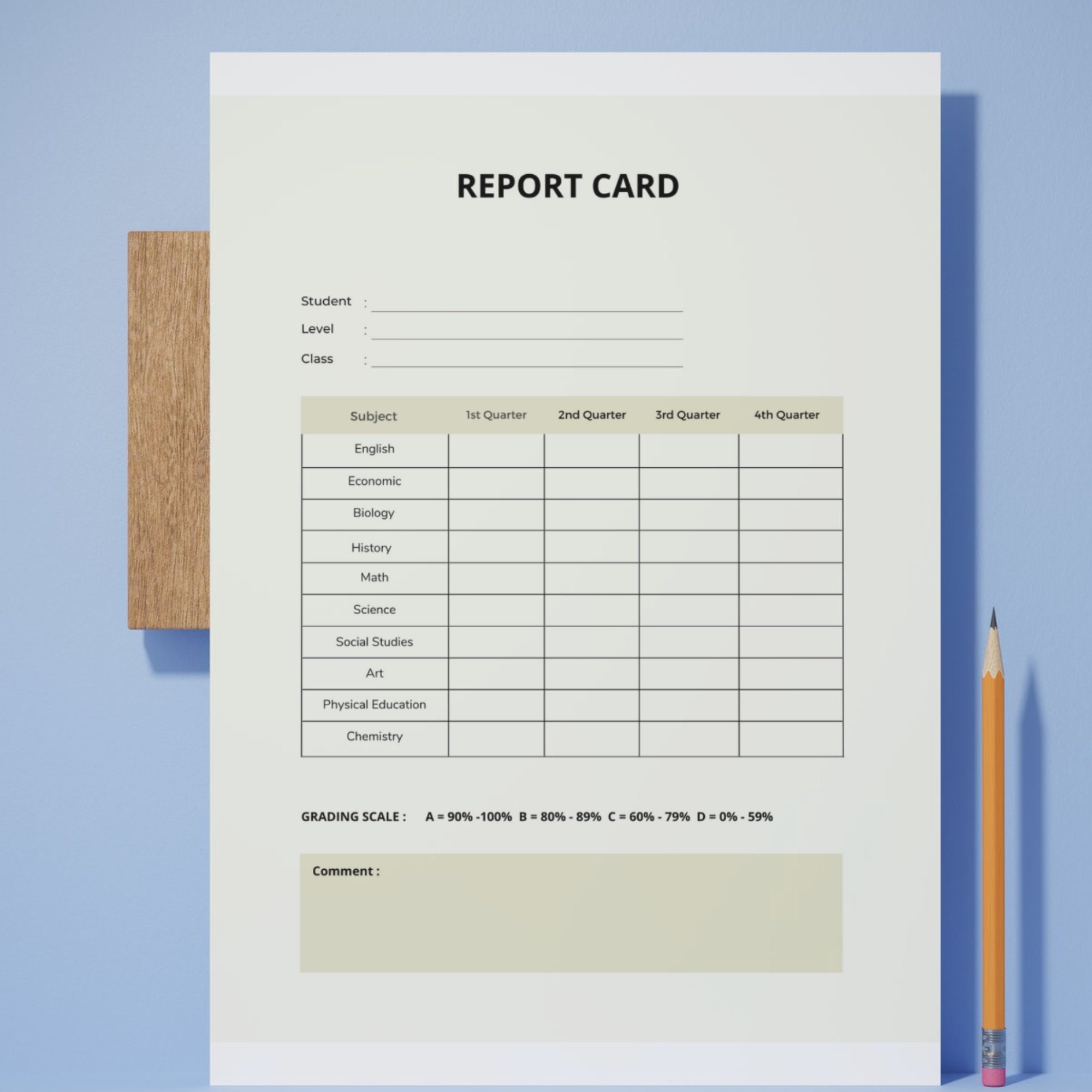 Report Card for School Progress Homeschool Report Instant Print ...