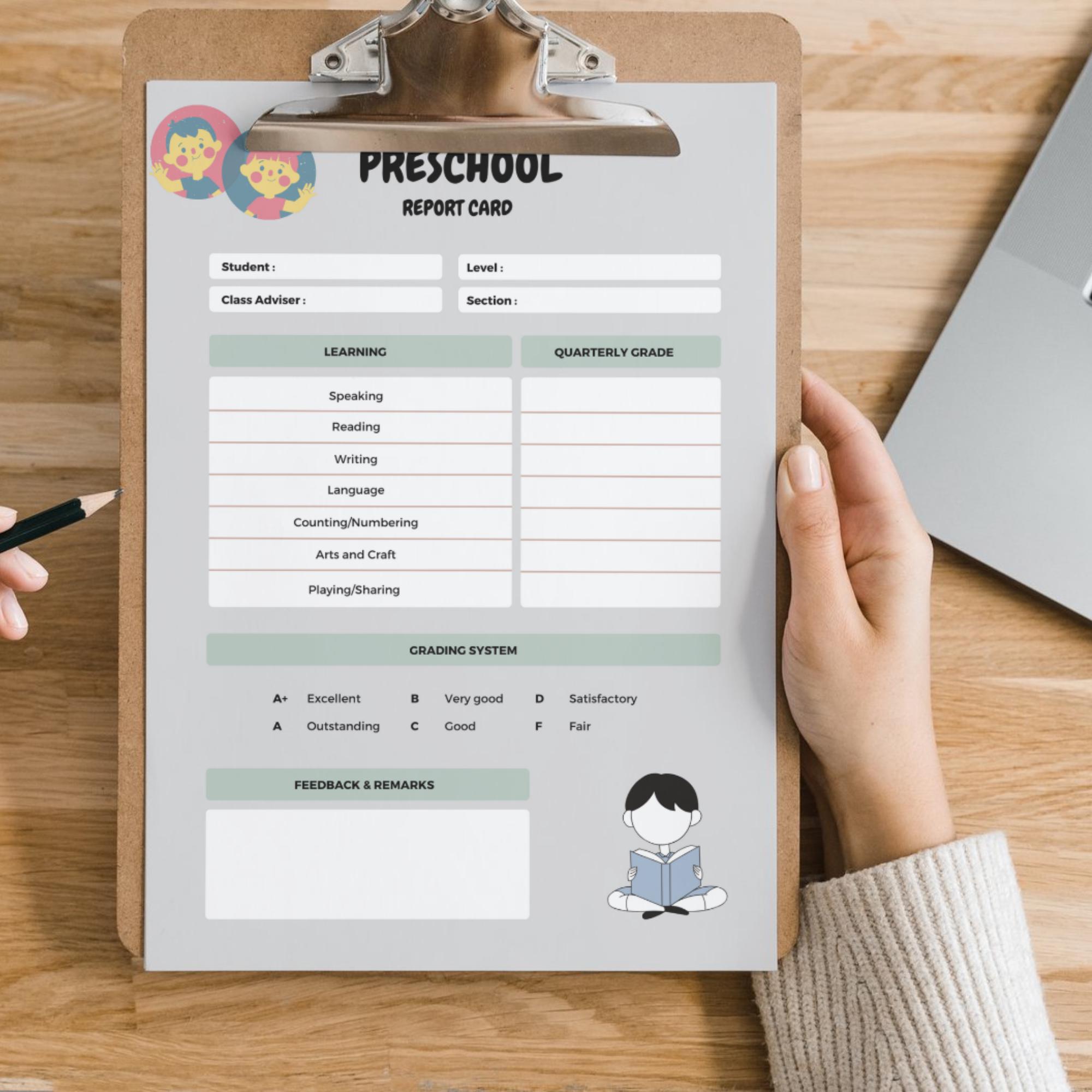 Preschool Report Card Kindergarten Progress Report Homeschool Simple ...