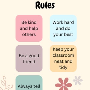 Classroom Golden Rules Poster for Kids Good Manners Aesthetic Pastel ...