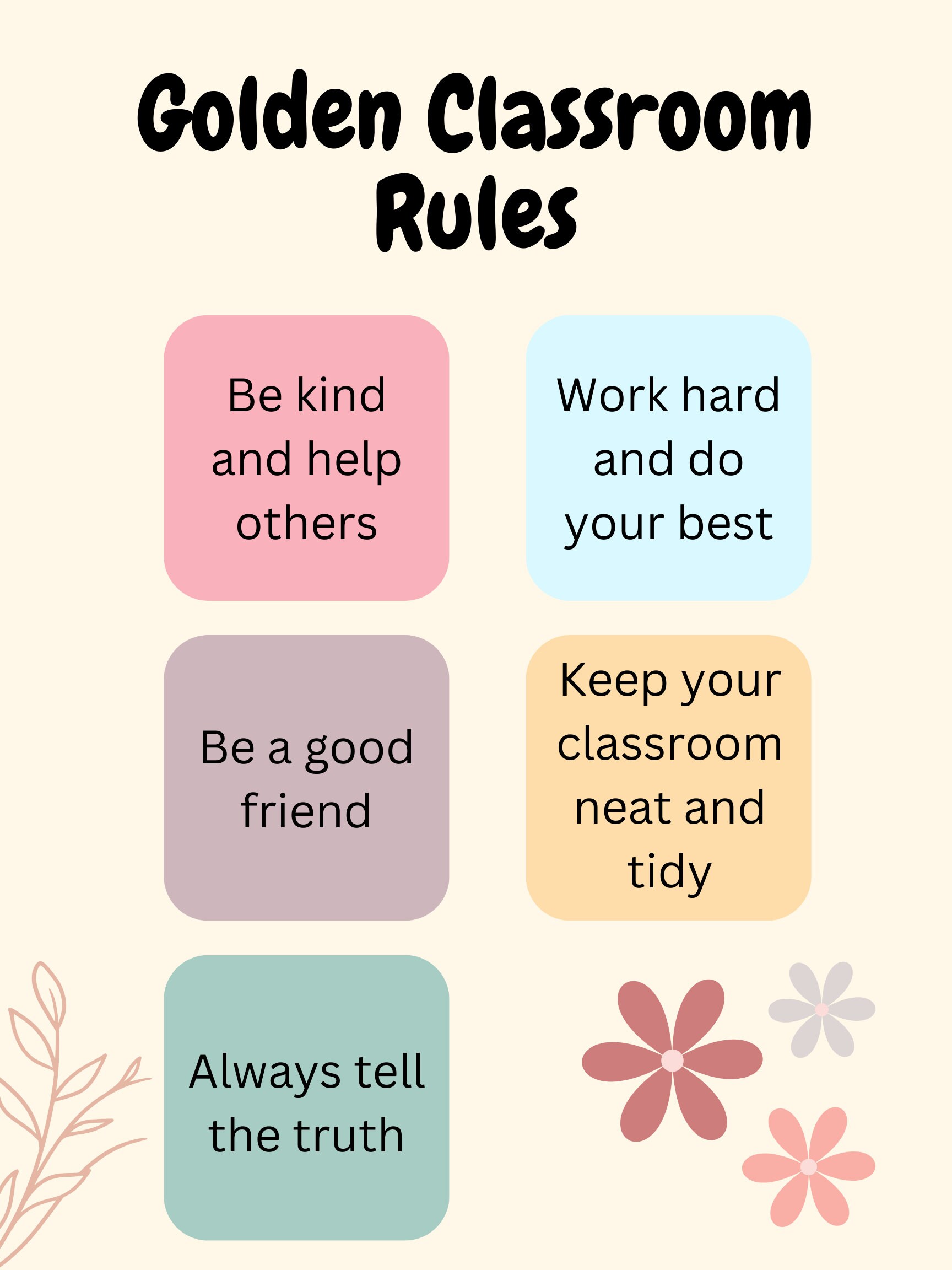 Classroom Golden Rules Poster for Kids Good Manners Aesthetic Pastel ... Classroom Golden Rules Poster for Kids Good Manners Aesthetic Pastel ...