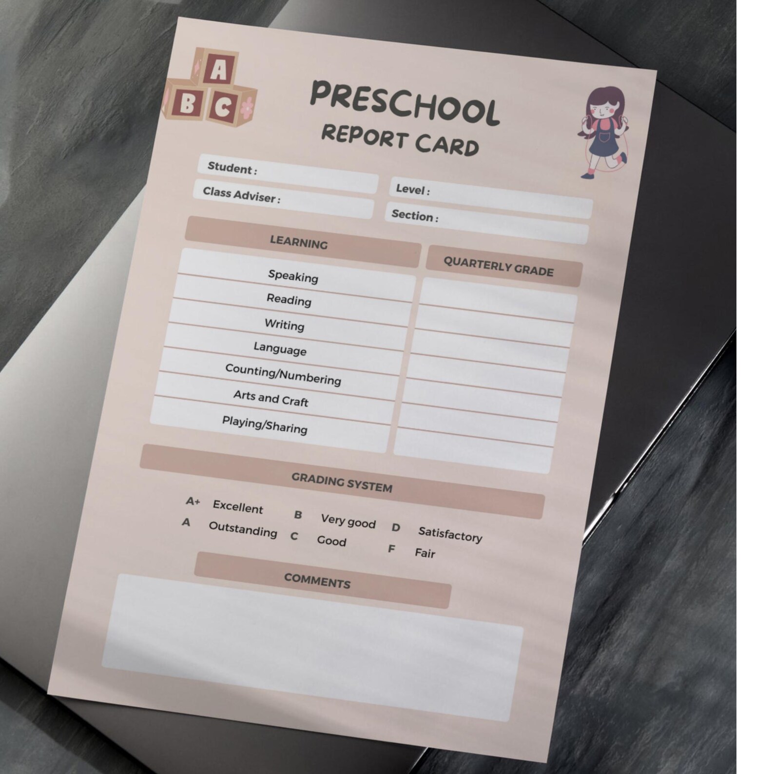 Preschool Report Card Kindergarten Progress Report Homeschool Simple ...