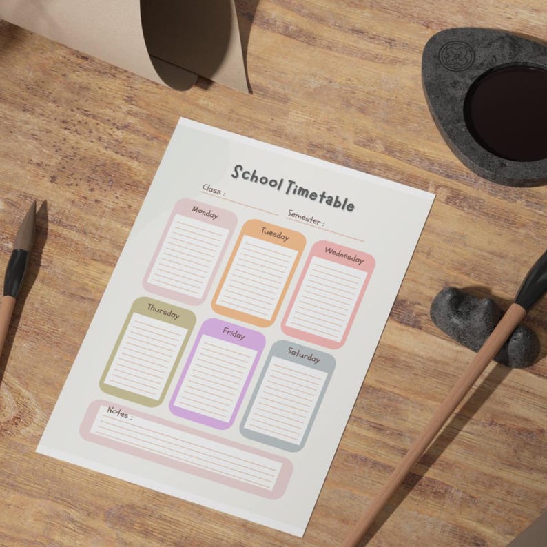 School Timetable for Kids Printable Weekly Class Schedule Back to ...