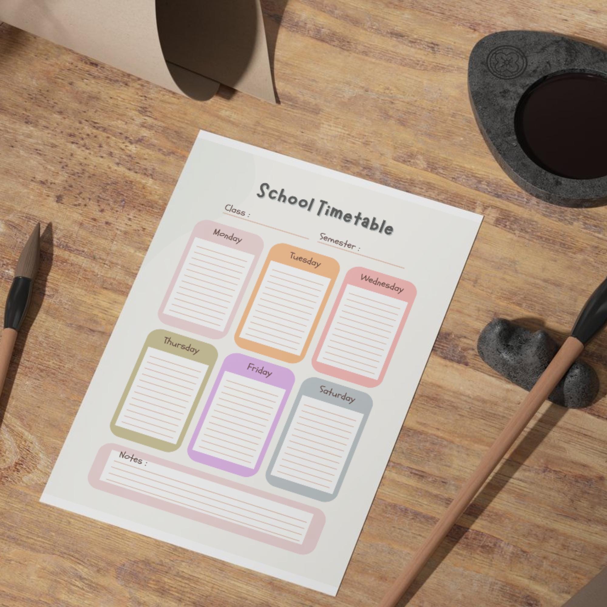 School Timetable for Kids Printable Weekly Class Schedule Back to ...