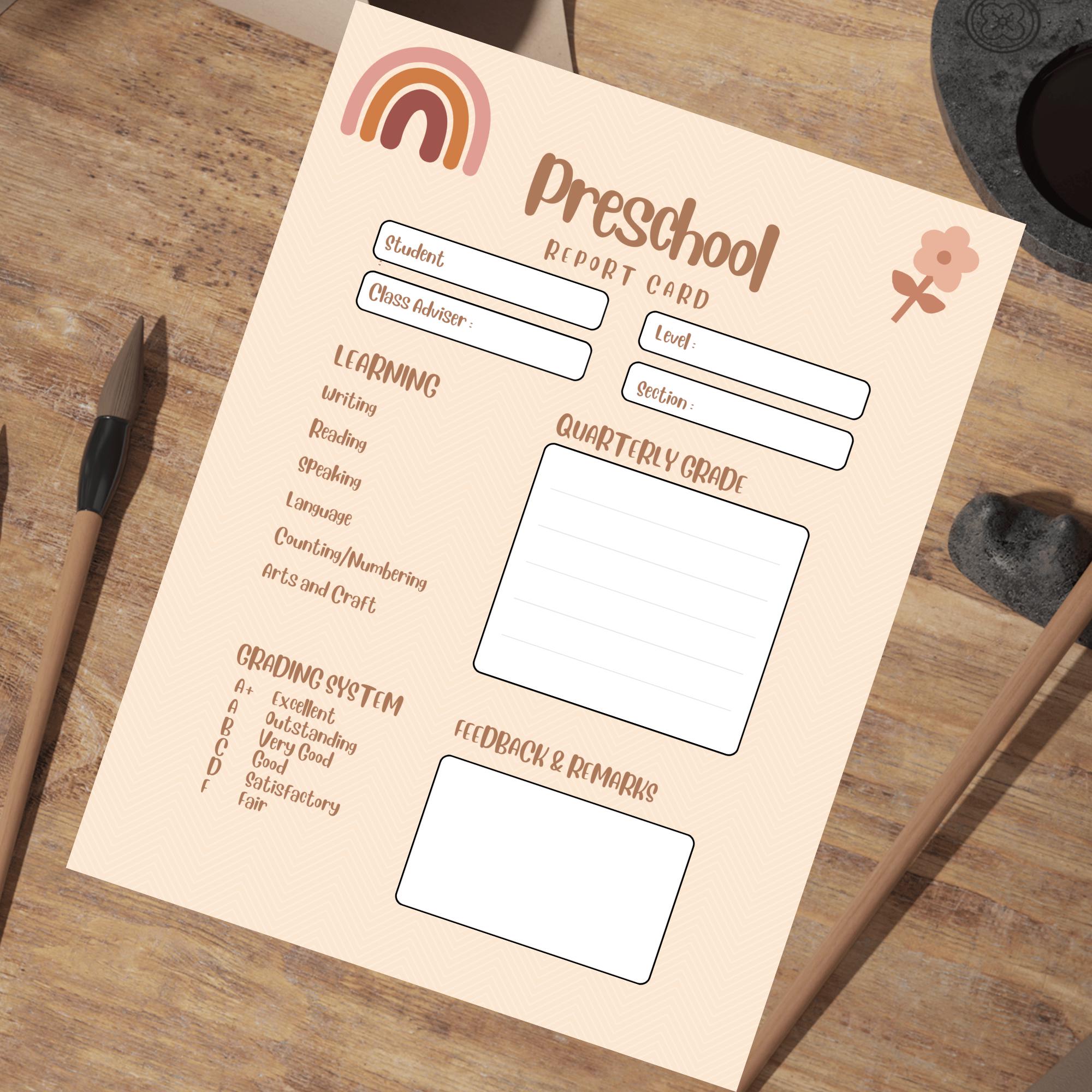 Preschool Report Card Kindergarten Progress Report Homeschool Simple ...