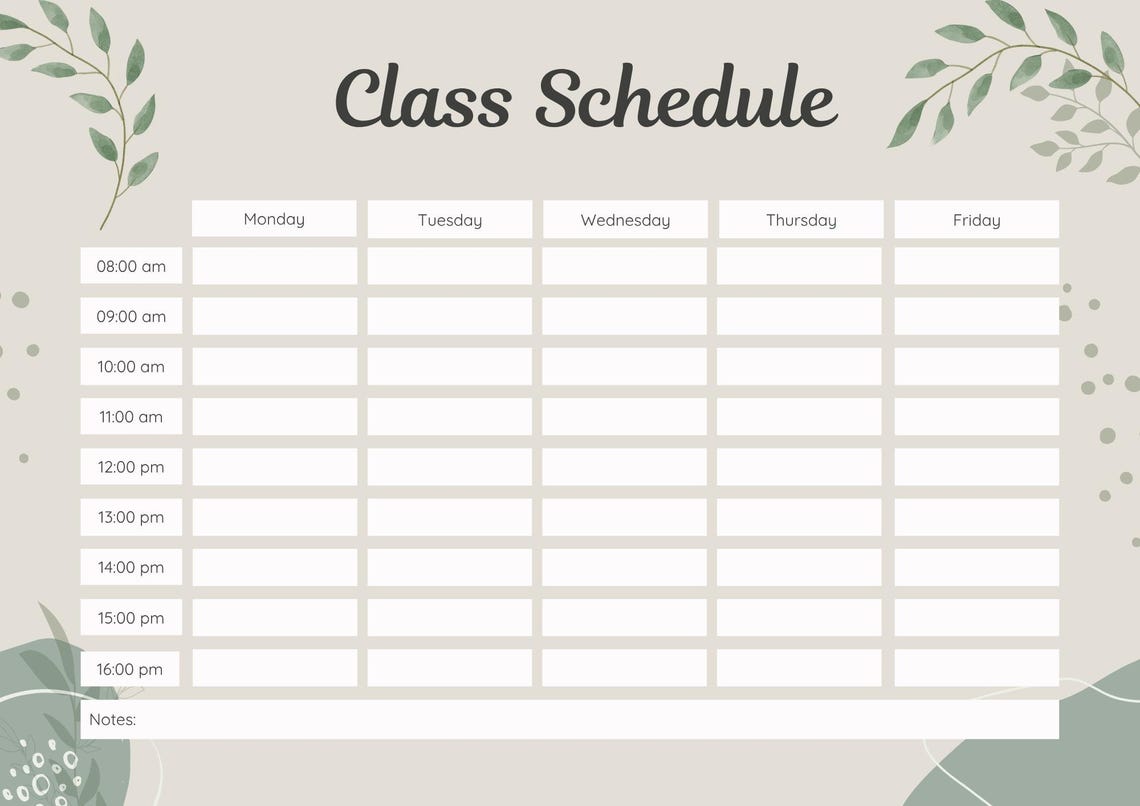 Botanical Classroom Schedule Printable: Teacher Planner (A4 Digital ...