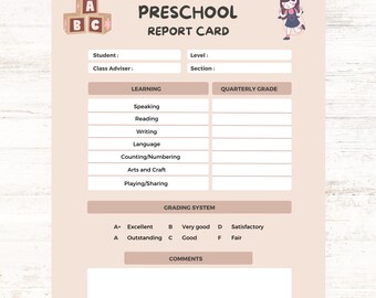 Preschool Report Card Kindergarten Progress Report Homeschool Simple ...