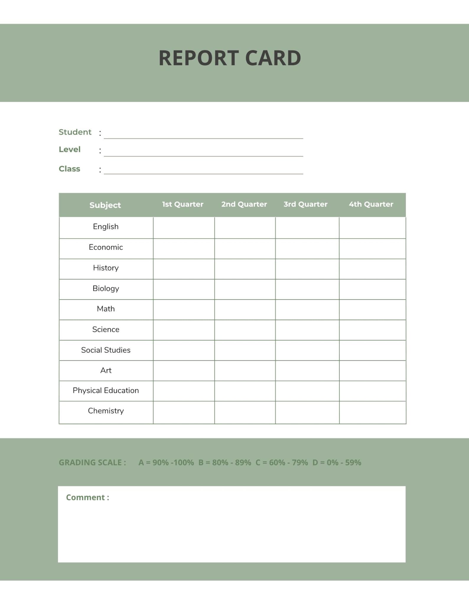 Homeschool Report Card Template: End of Year Progress (PDF Downloadable ...