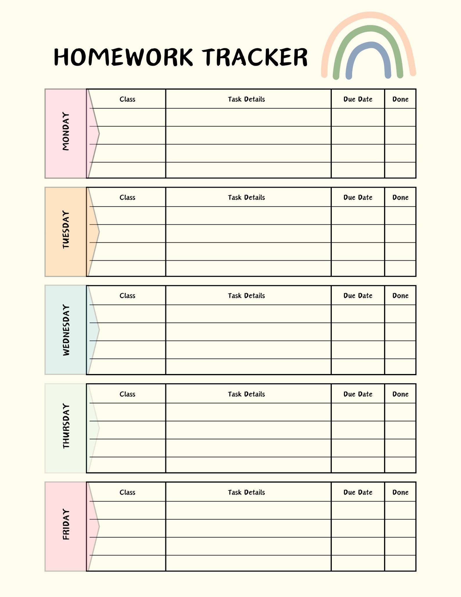 Homework Tracker for Kids Instant Print Assignment Tracker Students ...