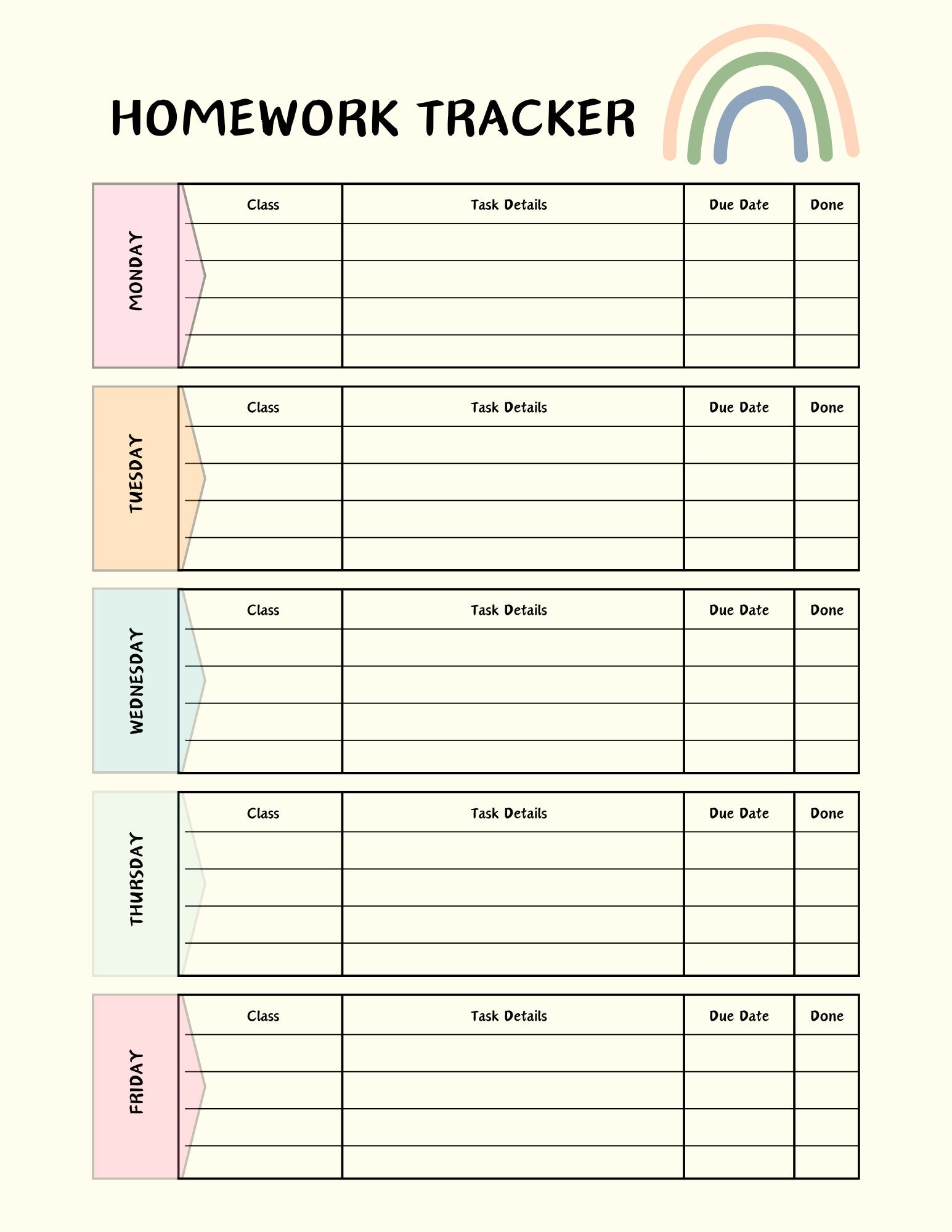 Homework Tracker for Kids Instant Print Assignment Tracker Students ...