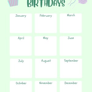 Classroom Birthday Poster Kids Birthday Months Celebrate Student ...