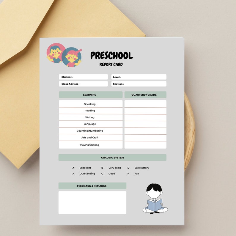 Preschool Report Card Kindergarten Progress Report Homeschool Simple ...