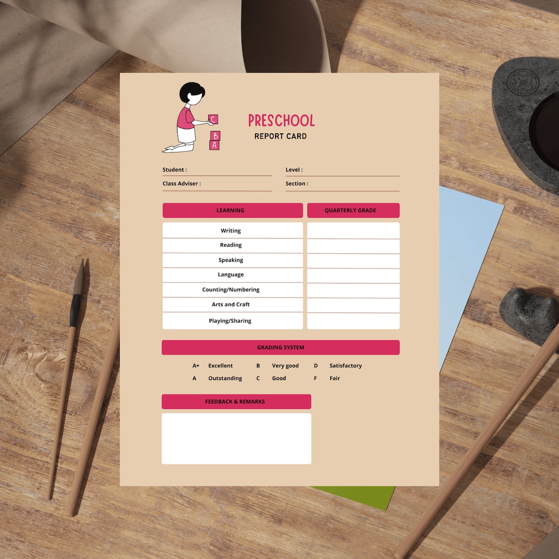 Preschool Report Card Kindergarten Progress Report Homeschool Simple ...