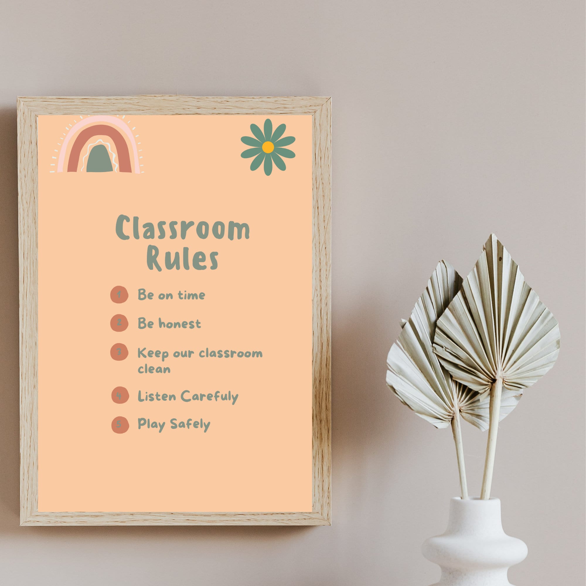 Classroom Rules Poster for Kids Good Manners Behavior Aesthetic School ...