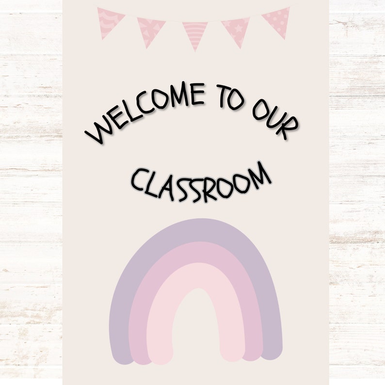 Welcome to Our Classroom Wall Poster School Pastel Color Rainbow Decor ...