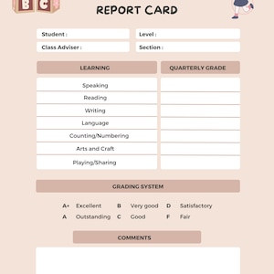 Preschool Report Card Kindergarten Progress Report Homeschool Simple ...