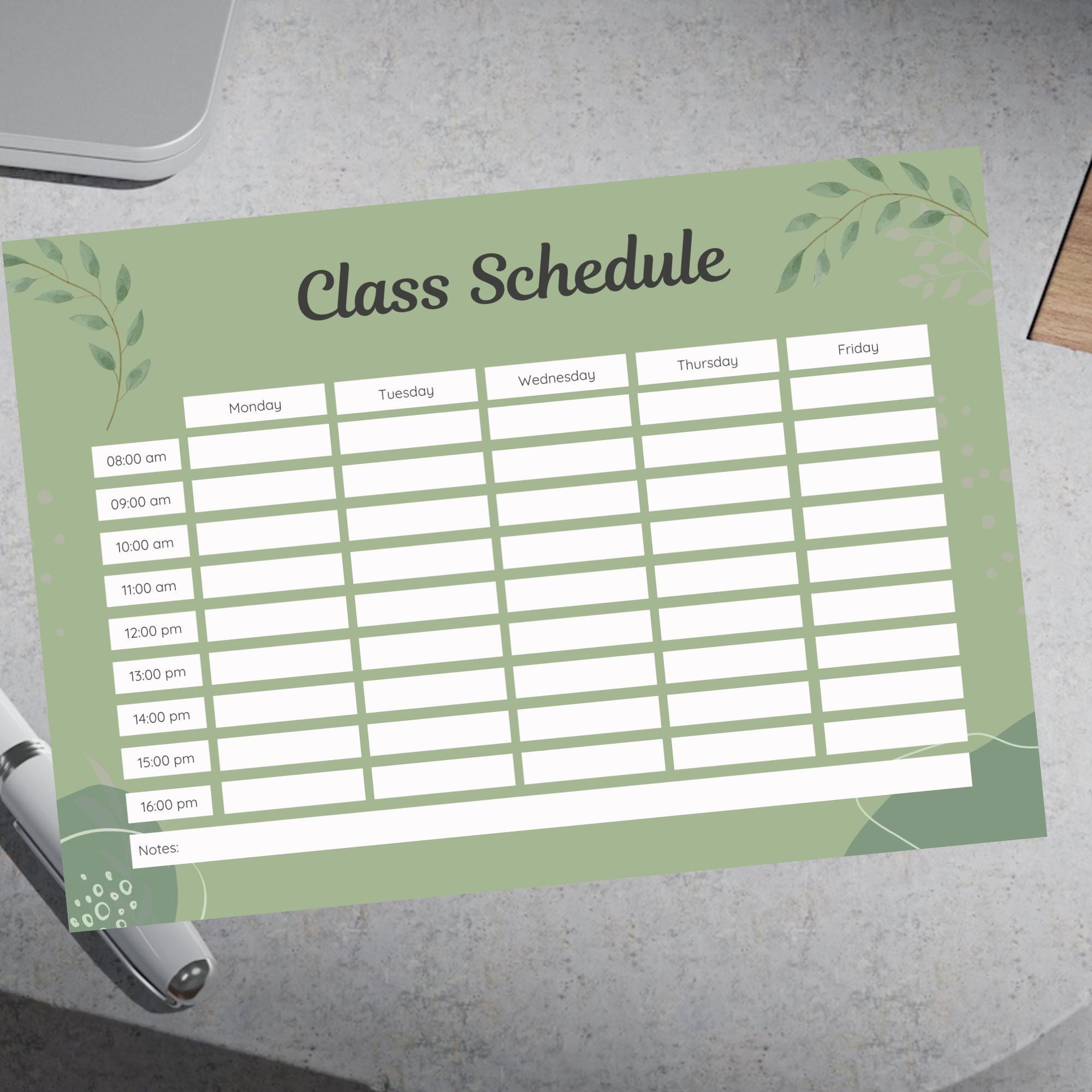 Classroom Schedule Keeping Track of Your Day School Planner Printable ...