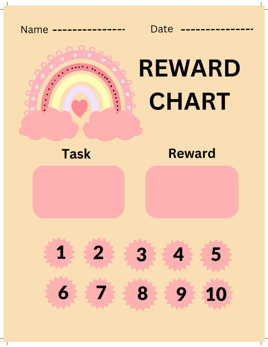 Reward Chart Printable Sticker Kids Prize Toddler Reward Chart ...