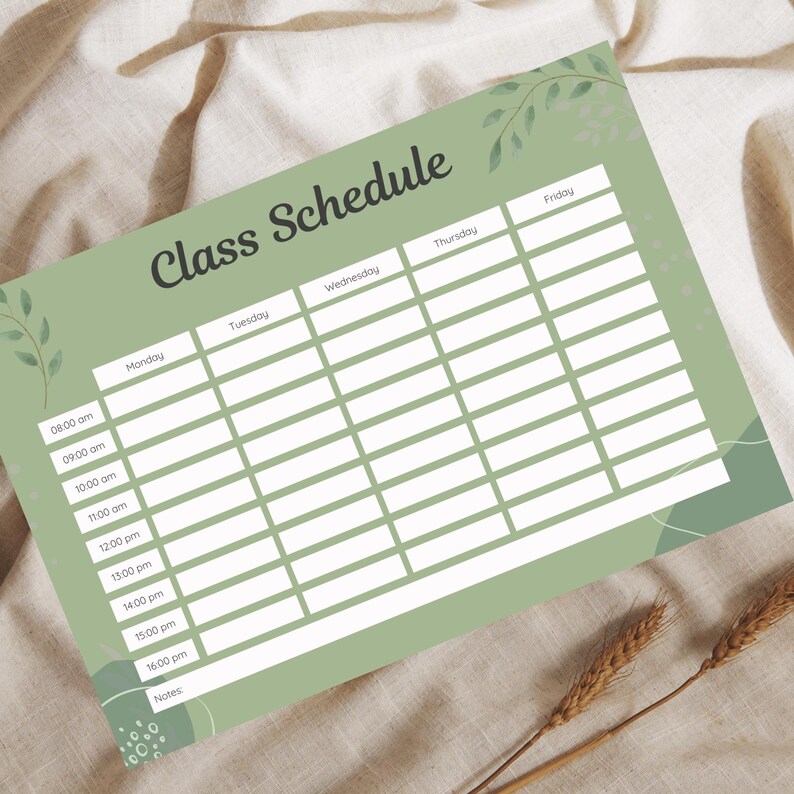 Classroom Schedule Keeping Track of Your Day School Planner Printable ...