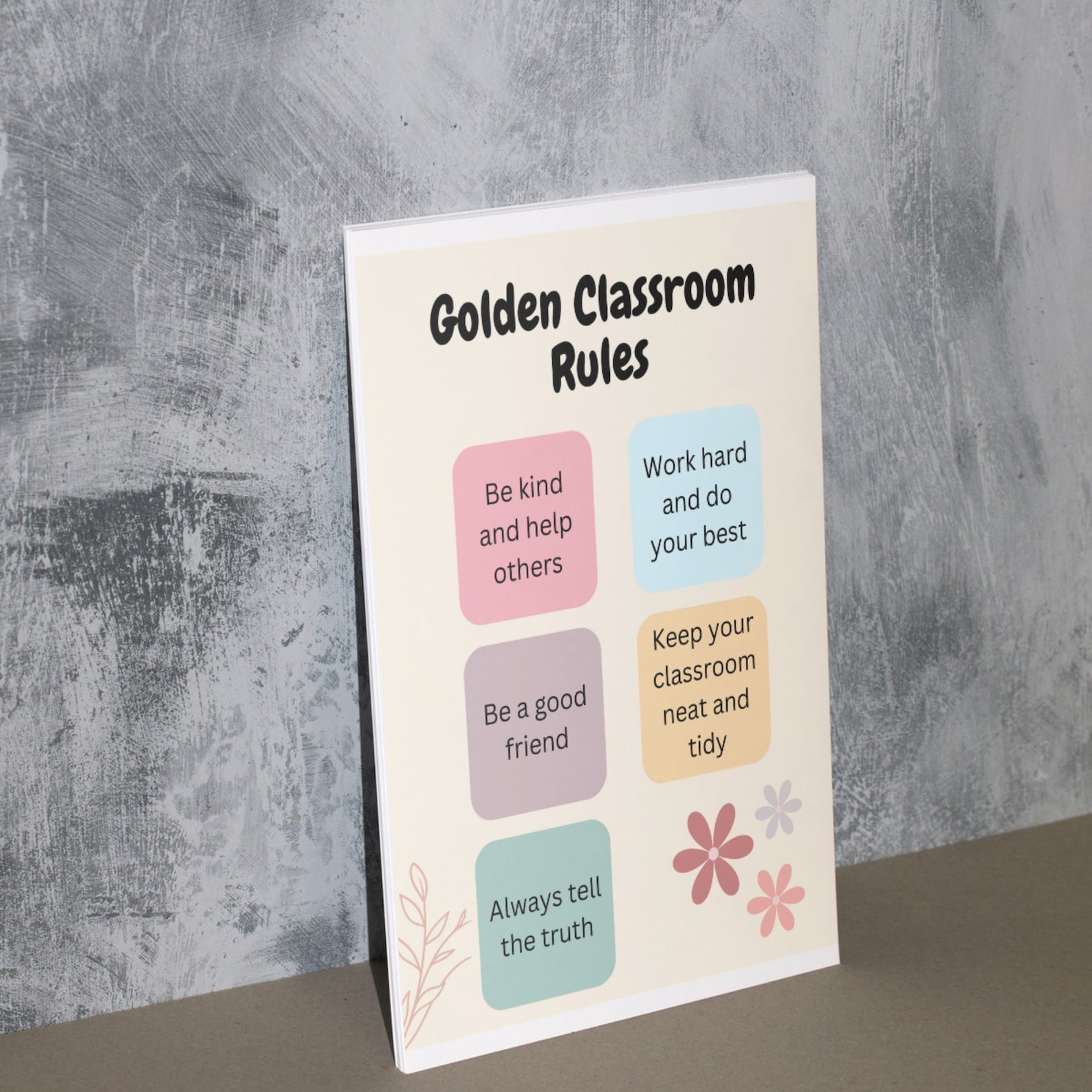 Classroom Golden Rules Poster, Good Manners, Pastel Colors (digital ...