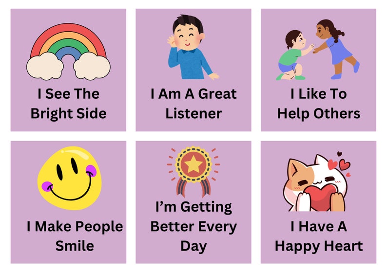Positive Affirmation Printable Flash Cards Spring Color Visuals for ...