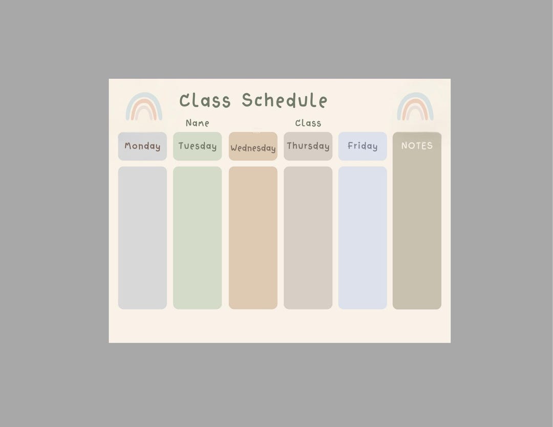 Boho Rainbow Classroom Schedule Printable: Teacher Planner (PDF ...