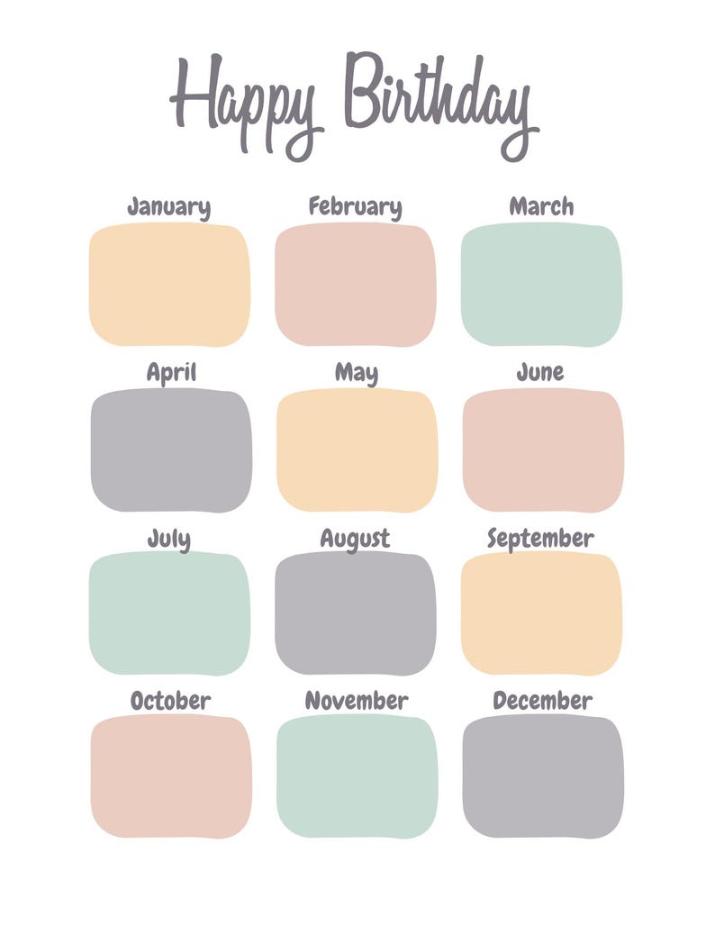 Happy Birthday Poster Kids Birthday Months Celebrate Student Birthday ...