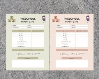 Preschool Report Card Template: Simple Homeschool Progress (digital ...