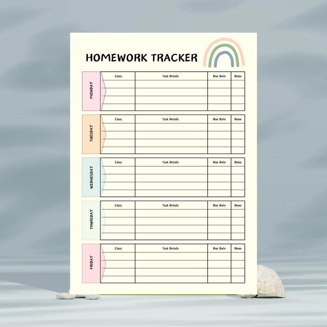 Homework Tracker for Kids Instant Print Assignment Tracker Students ...