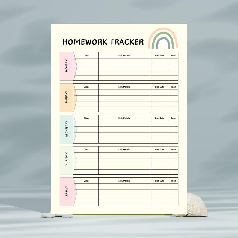 Homework Tracker for Kids Instant Print Assignment Tracker Students ...