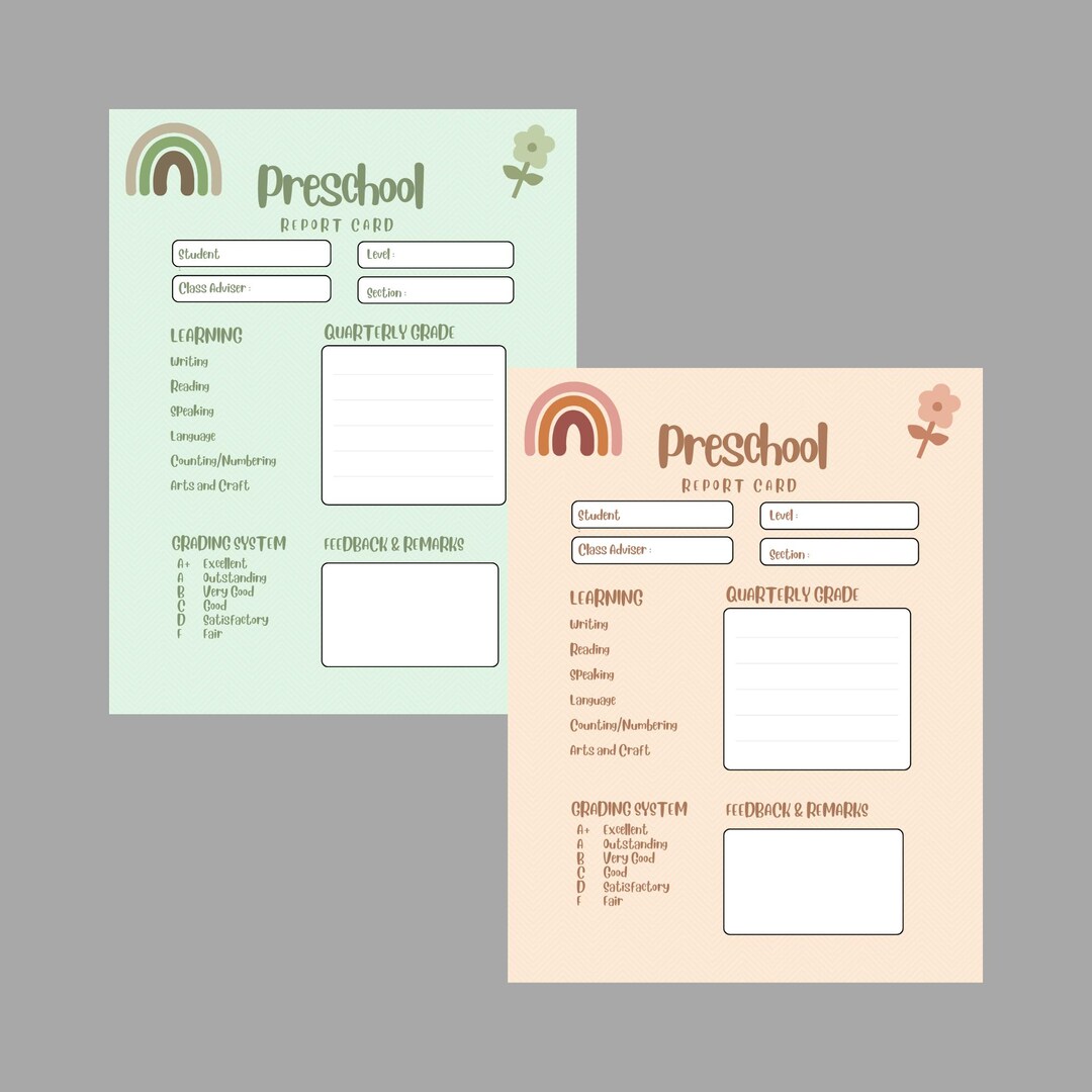 Preschool Report Card Kindergarten Progress Report Homeschool Simple ...