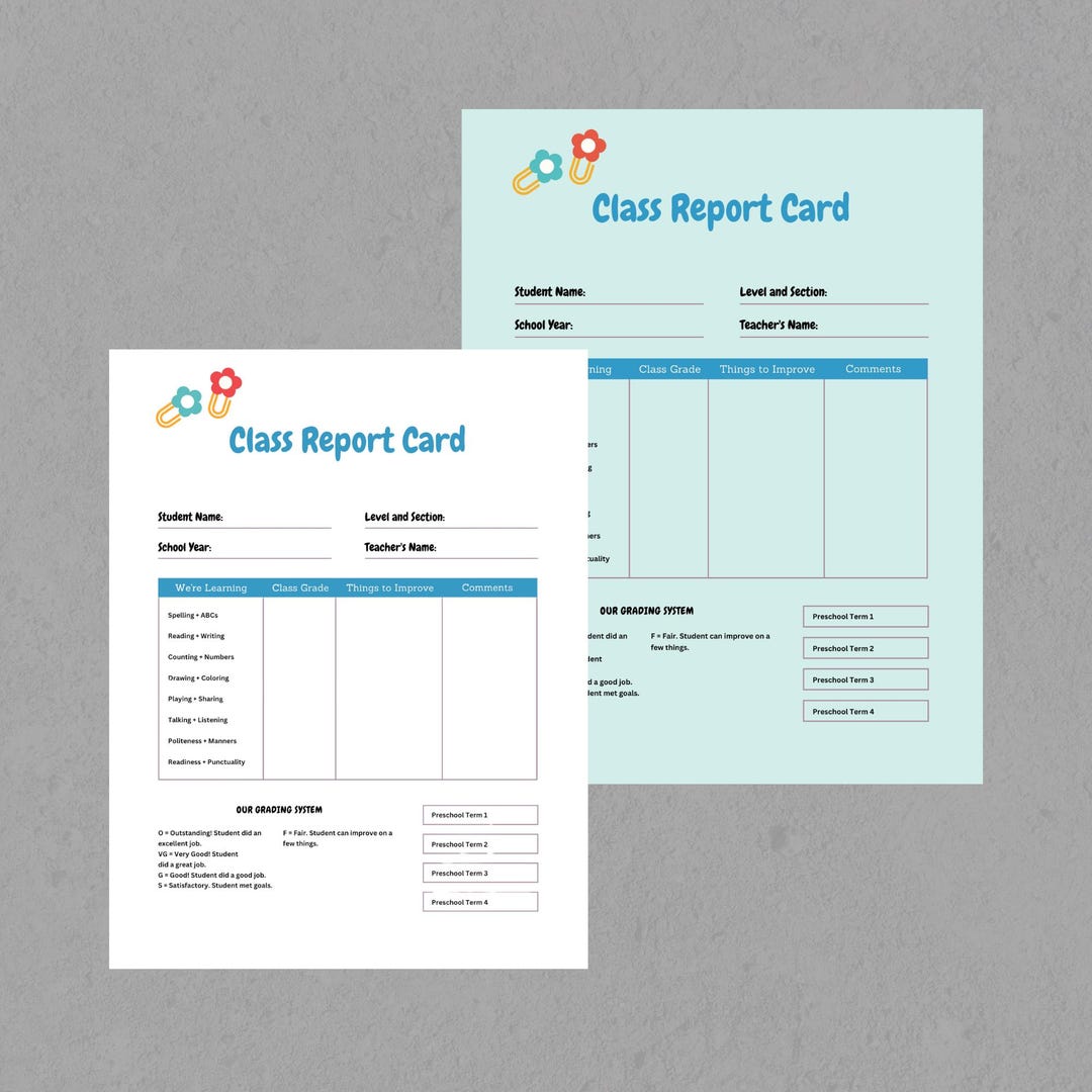 Preschool Report Card Kindergarten Progress Report Homeschool Simple ...