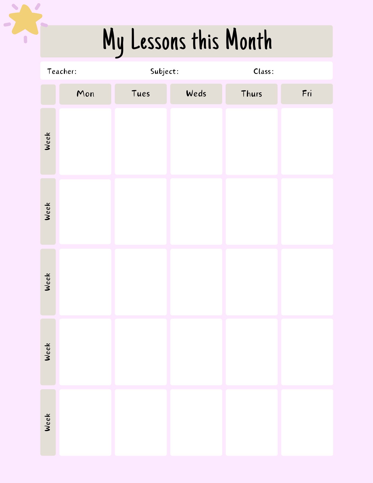 Monthly Lesson Plans Students Simple Planner for Homeschool Educators ...