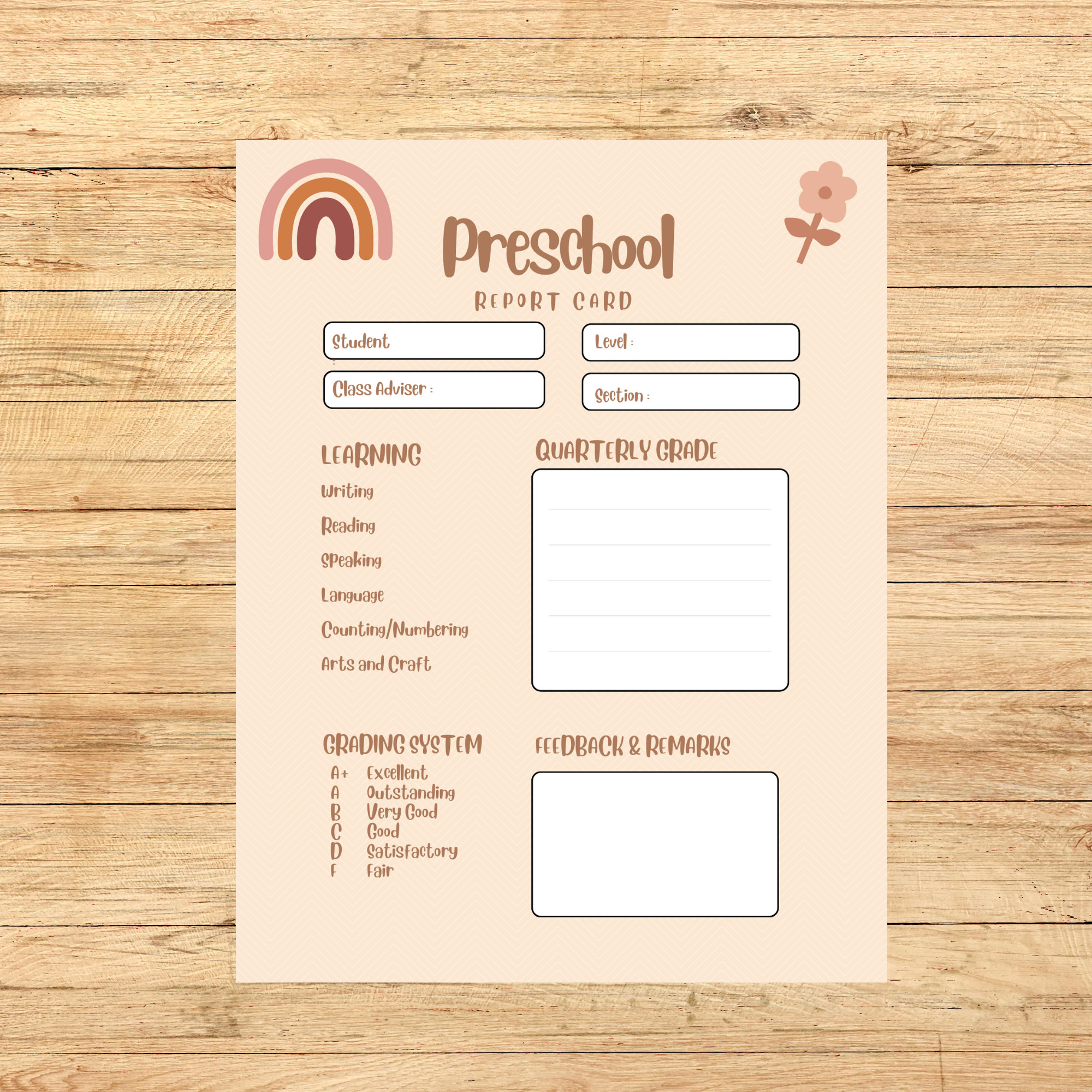 Preschool Report Card Kindergarten Progress Report Homeschool Simple ...