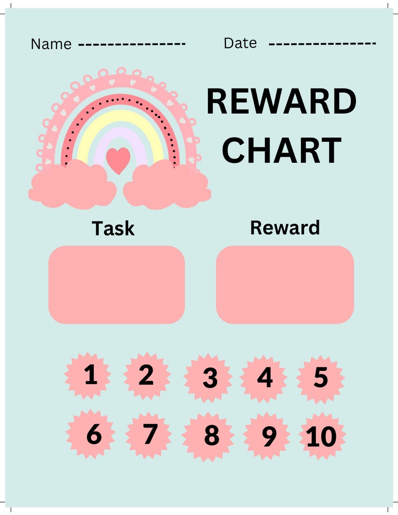 Reward Chart Printable Sticker Kids Prize Toddler Reward Chart ...