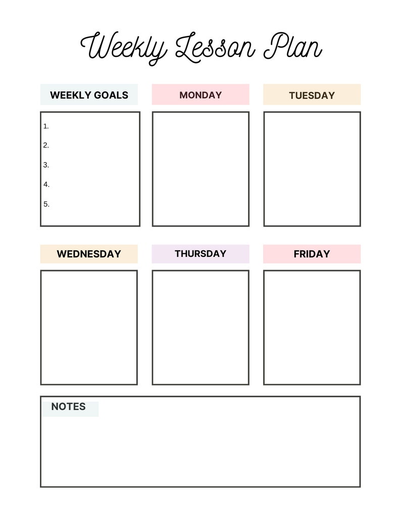Simple Weekly Lesson Plan Template: Homeschool Planner (digital ...