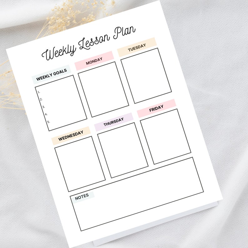 Simple Weekly Lesson Plan Template: Homeschool Planner (digital ...