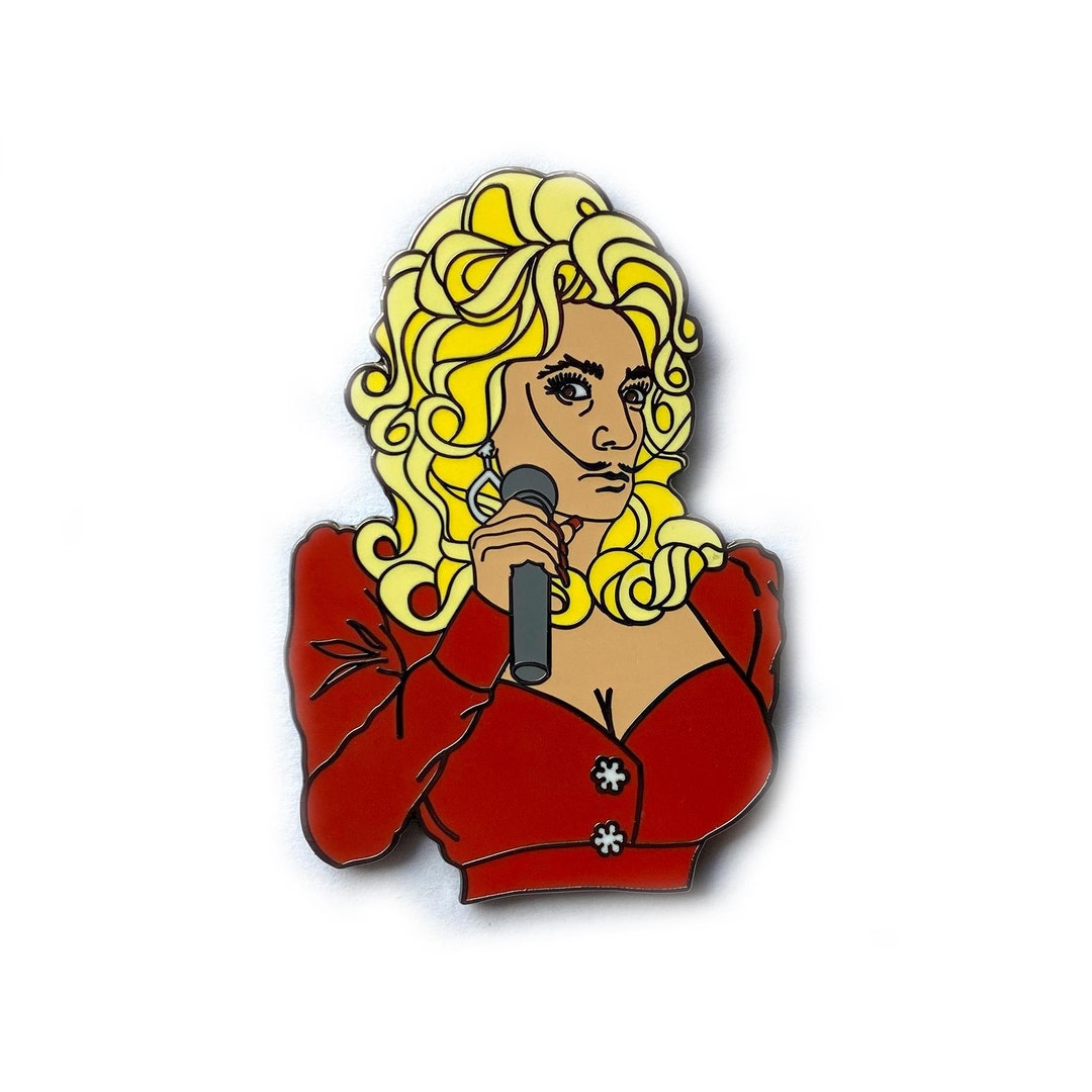 Dalí Parton Mashup Hard Enamel Pin, Red Variant - Etsy