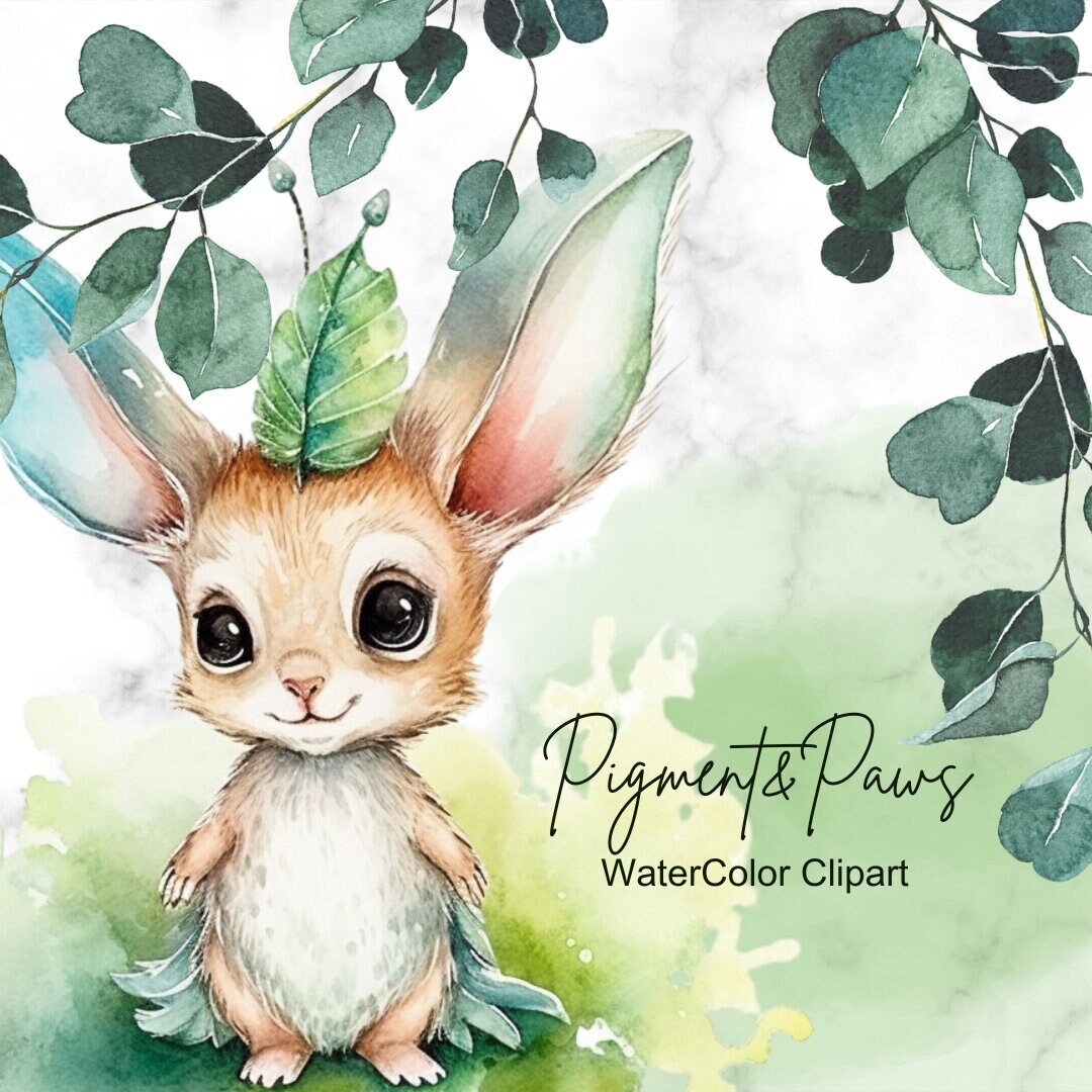 20 Pigment/paws Watercolor Baby Animal Clipart, Charming Whimsical ...