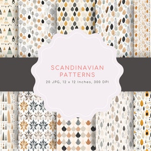 20 Scandinavian Boho Inspired Patterns, Neutral Color, Papers ...