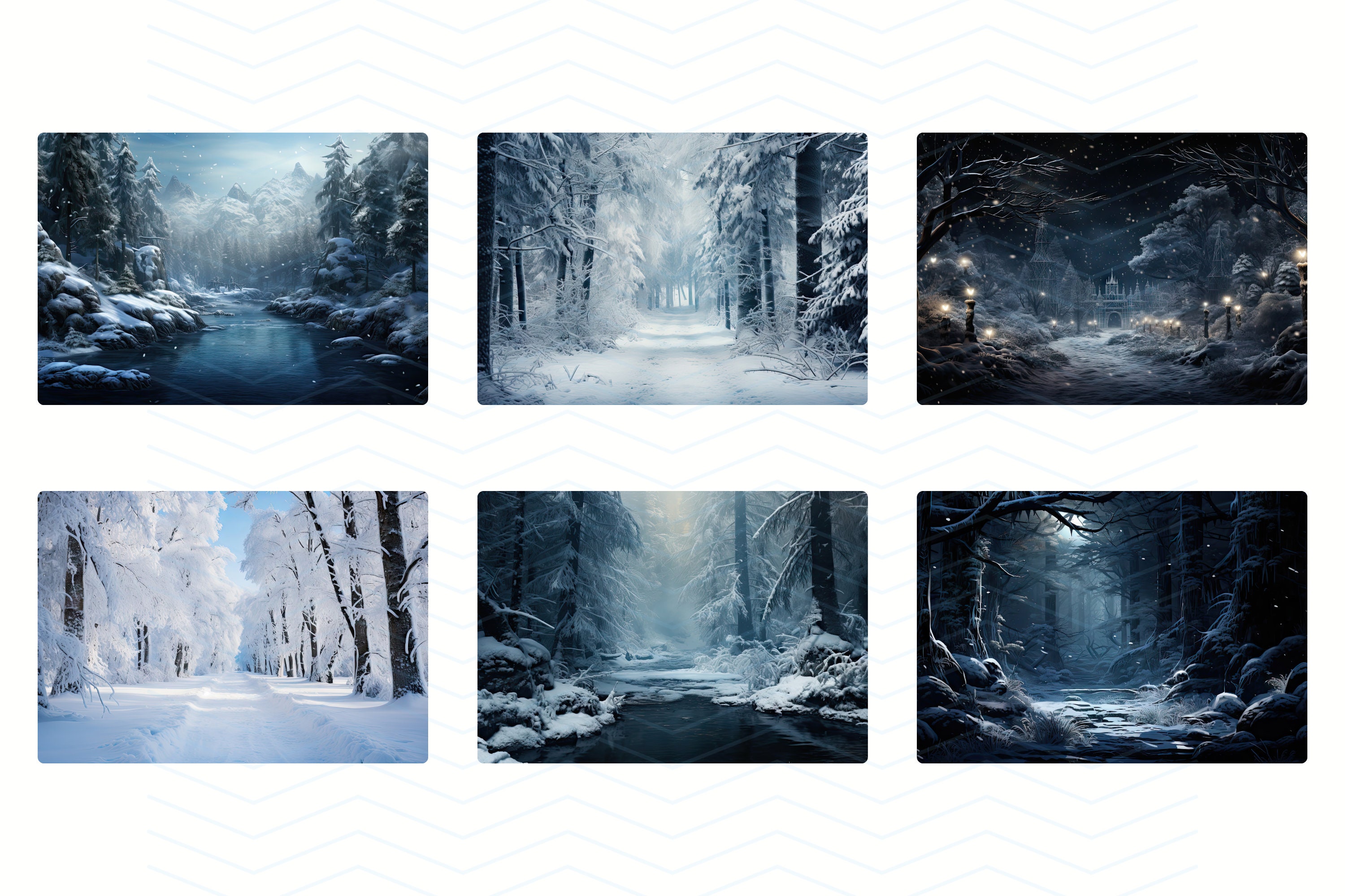 12 Winter Wonderland Digital Backgrounds, Ice Snow Landscapes, Frozen ...
