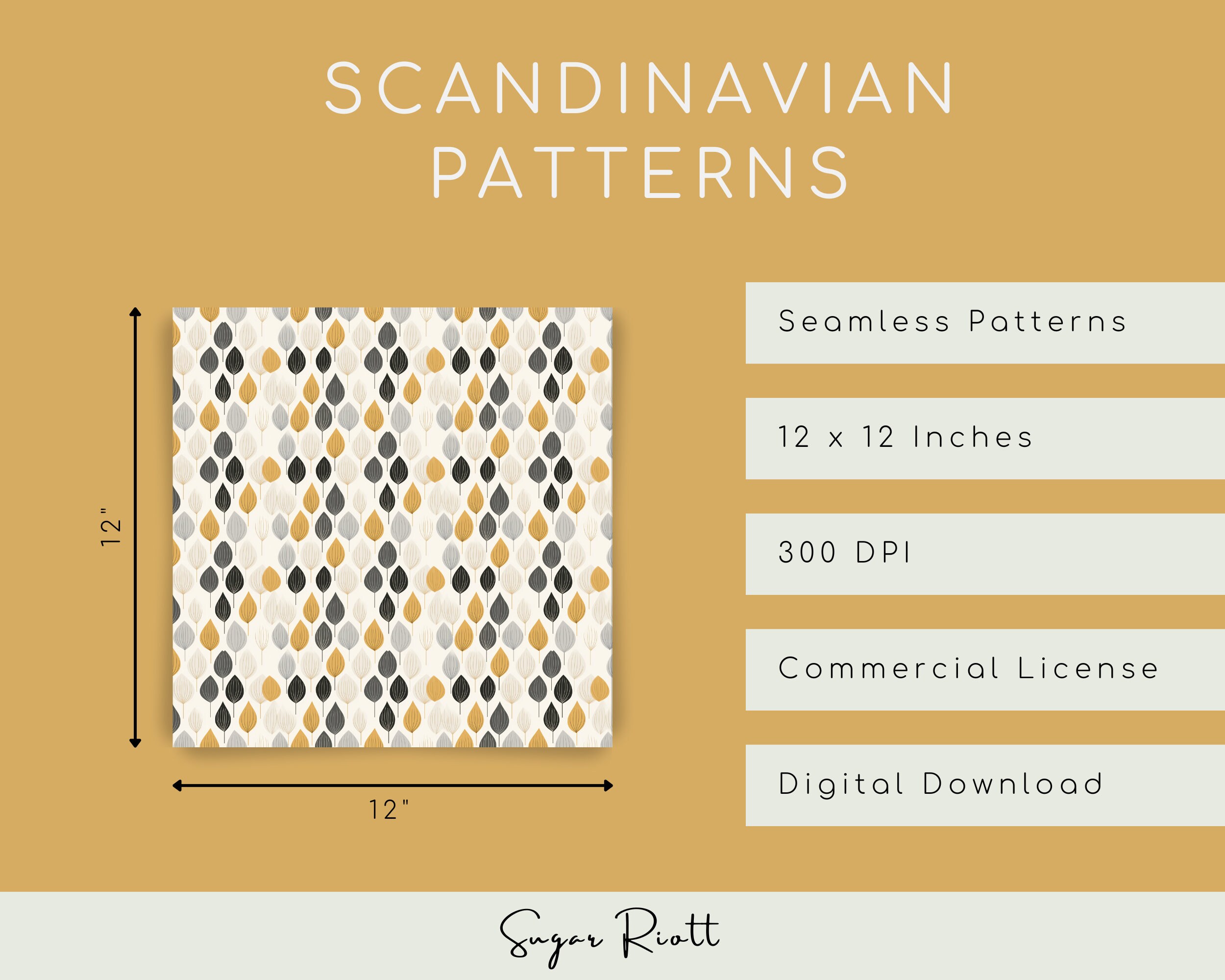 20 Scandinavian Boho Inspired Patterns, Neutral Color, Papers ...