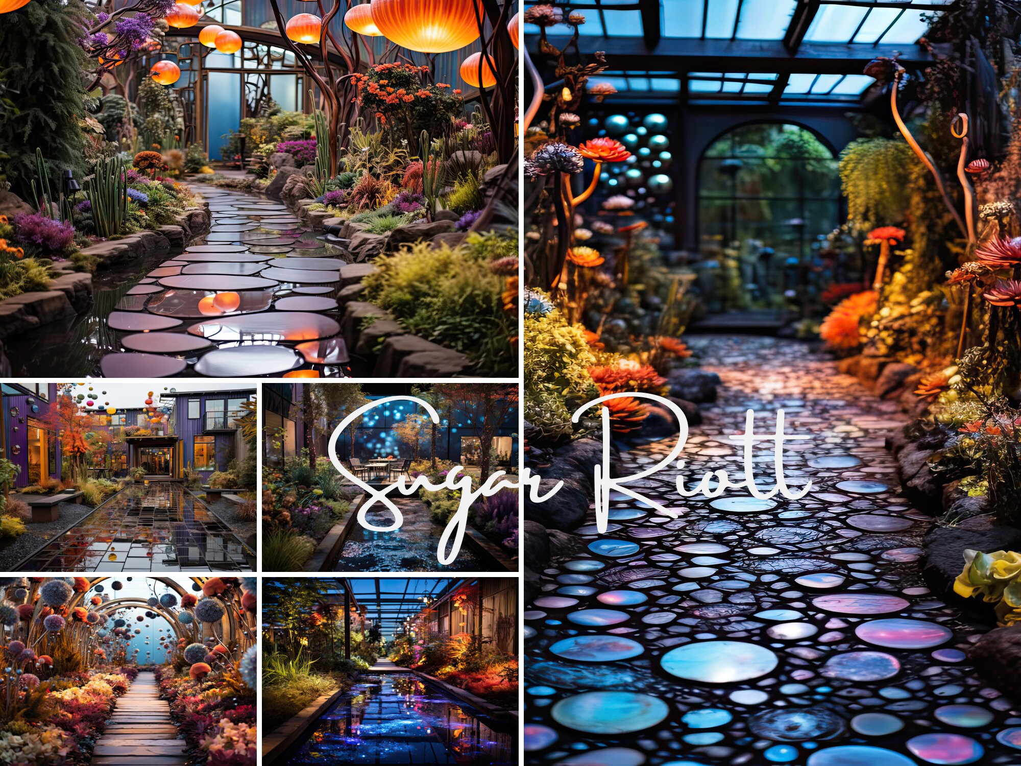 12 Galaxy Garden Digital Backgrounds, Surreal Fantasy Enchanting ...