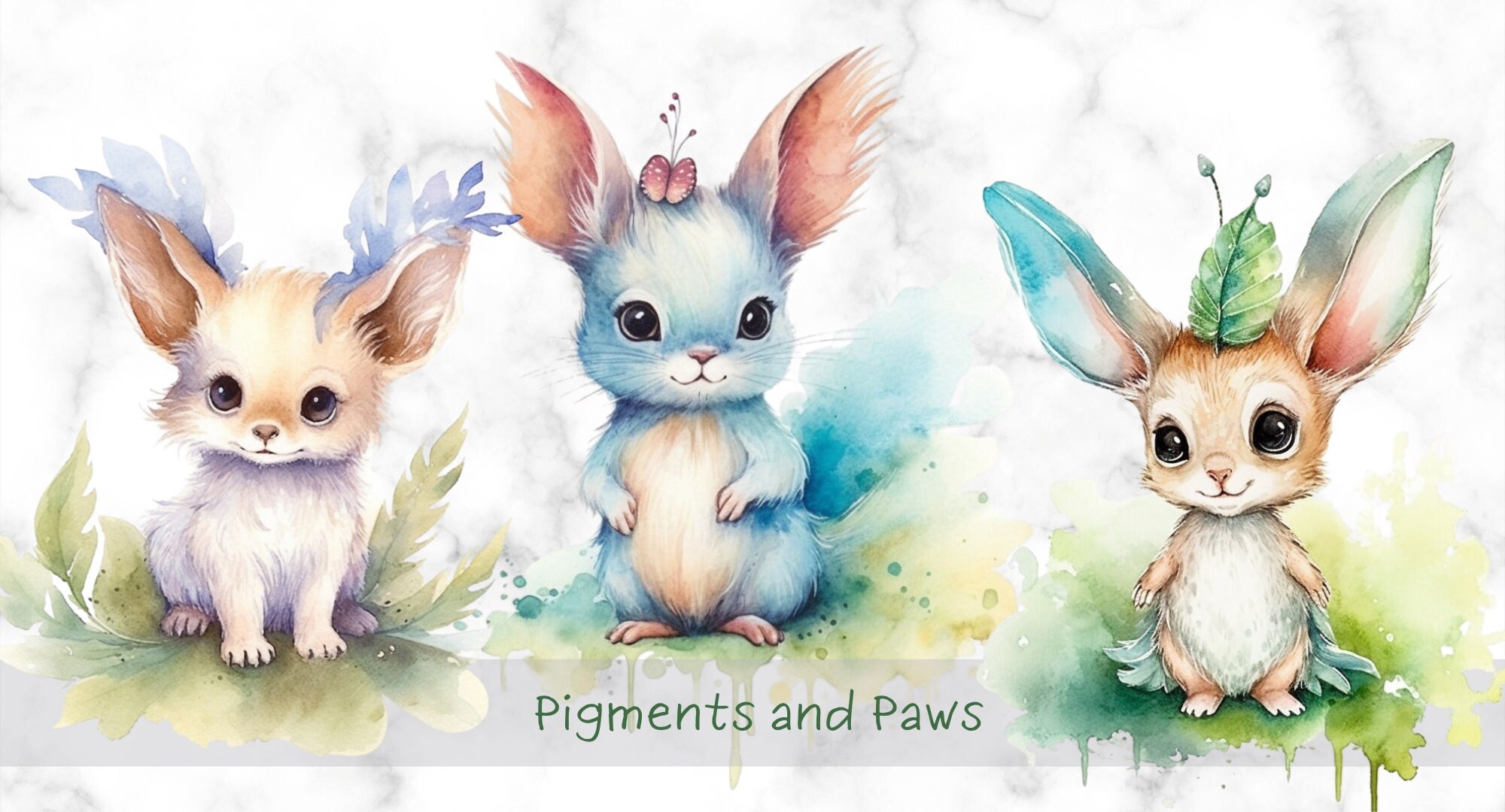 20 Pigment/paws Watercolor Baby Animal Clipart, Charming Whimsical ...