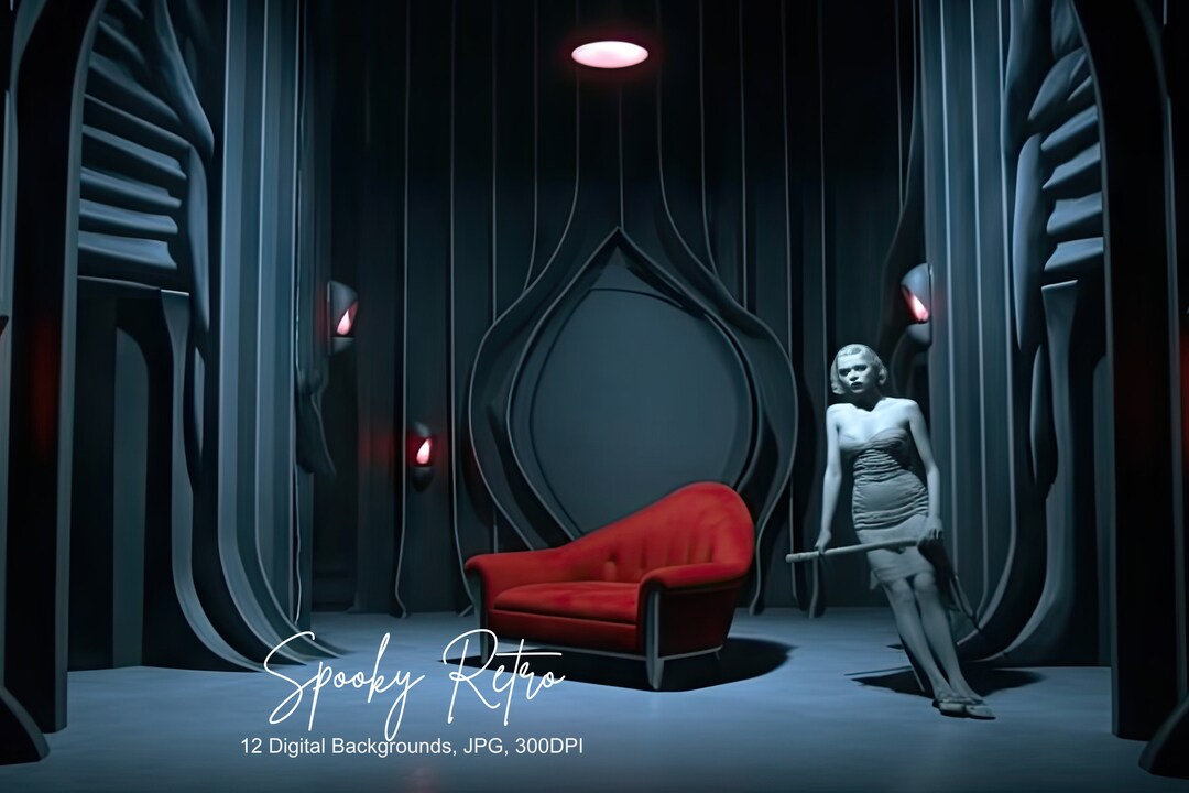 12 Spooky Retro Digital Backgrounds, Halloween Macabre, Vintage Old ...